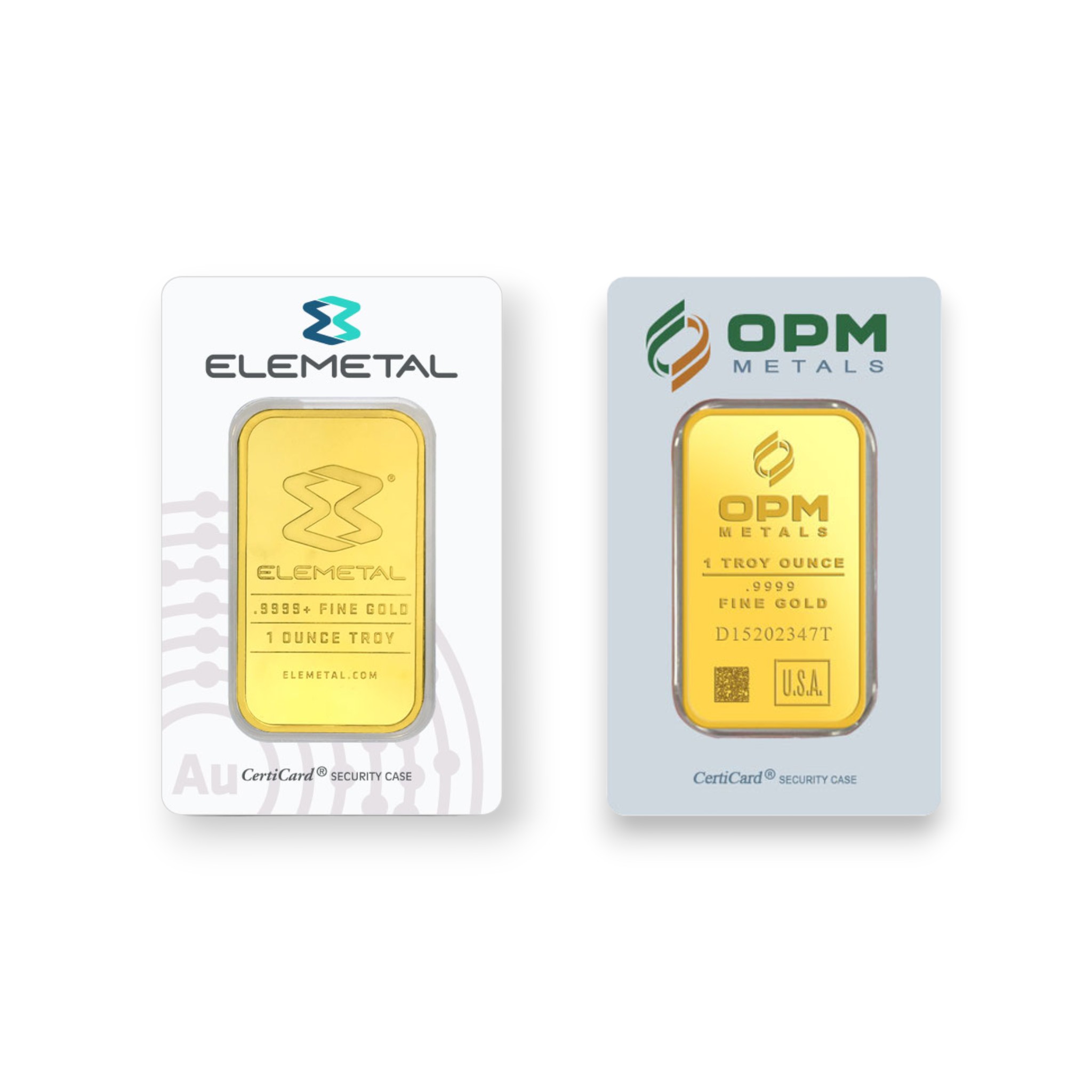 Buy 1 oz Gold Bar .9999 Fine (Elemetal/OPM/JM Bullion/Provident) | PURE