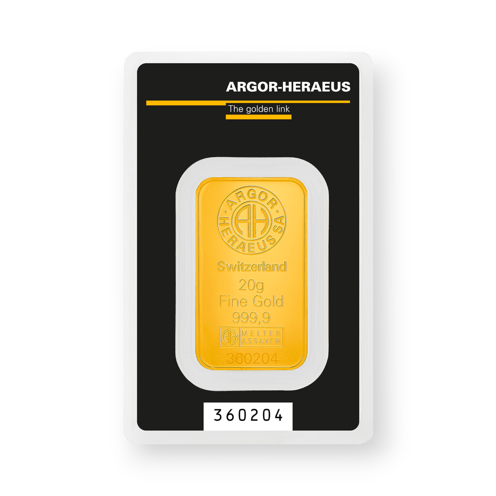 Buy 20 Gram Argor Heraeus Gold Bar .9999 Fine Sealed with Carded Assay ...