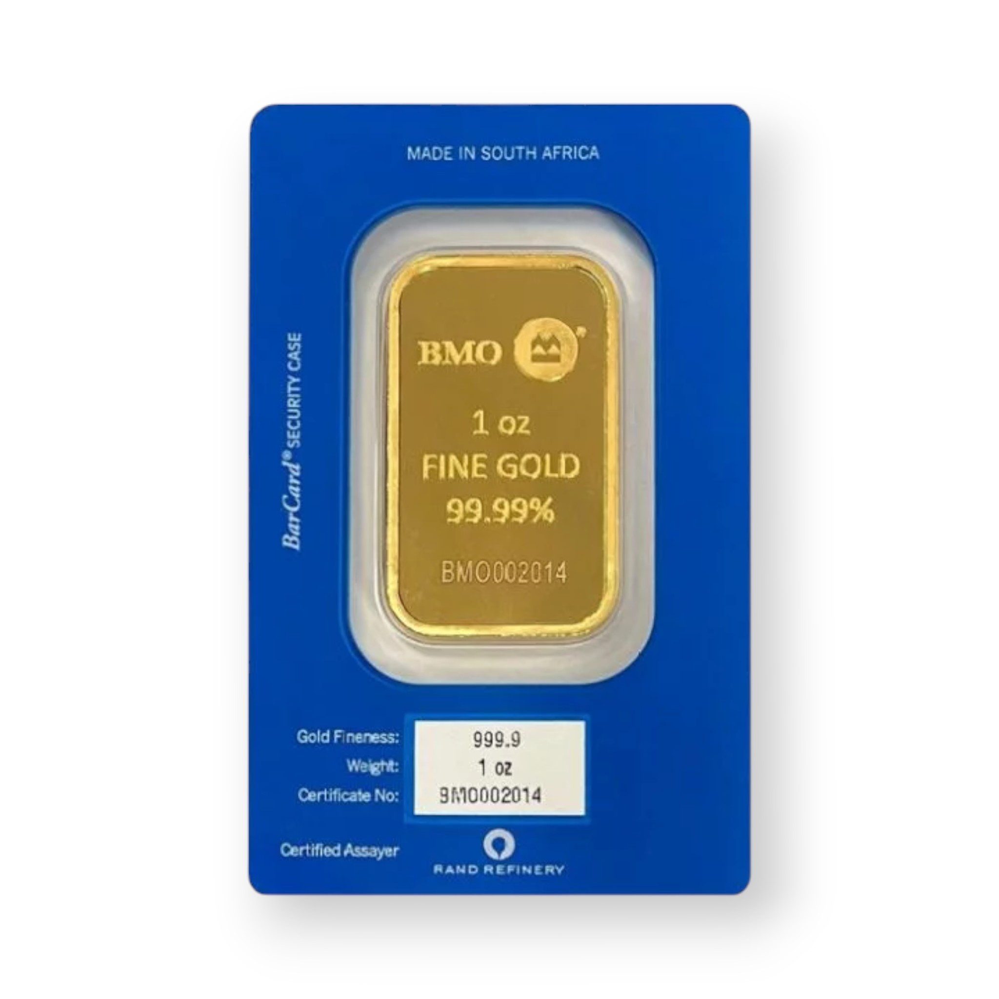 Buy 1 oz Gold Bar BMO .9999 Fine Sealed in Carded Assay | PURE