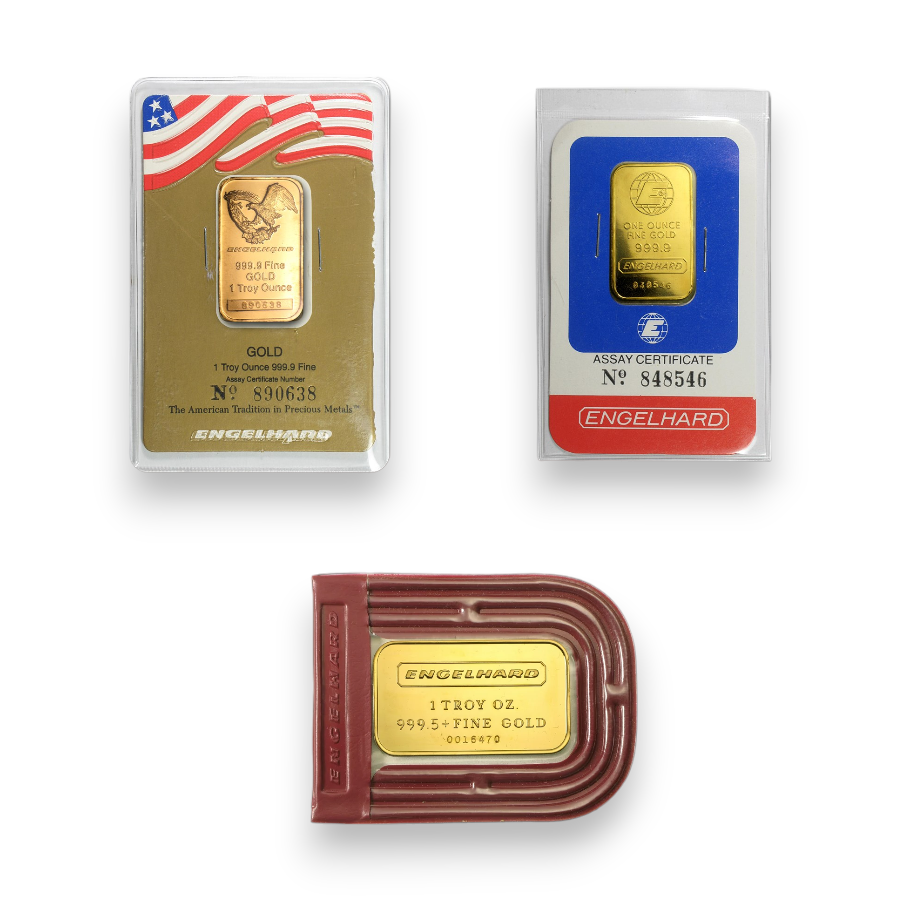 Buy 1 oz Gold Engelhard Bar .9999 Fine Sealed with Assay | PURE