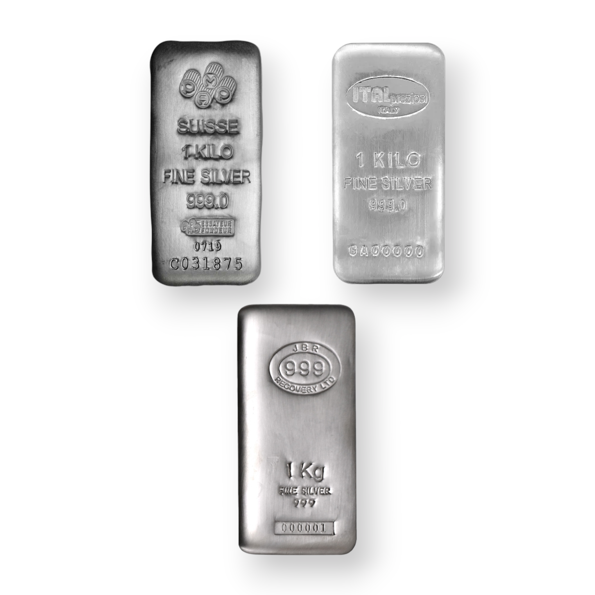 Buy 1 Kilo Silver Bar .999 Fine Accredited Brands | PURE