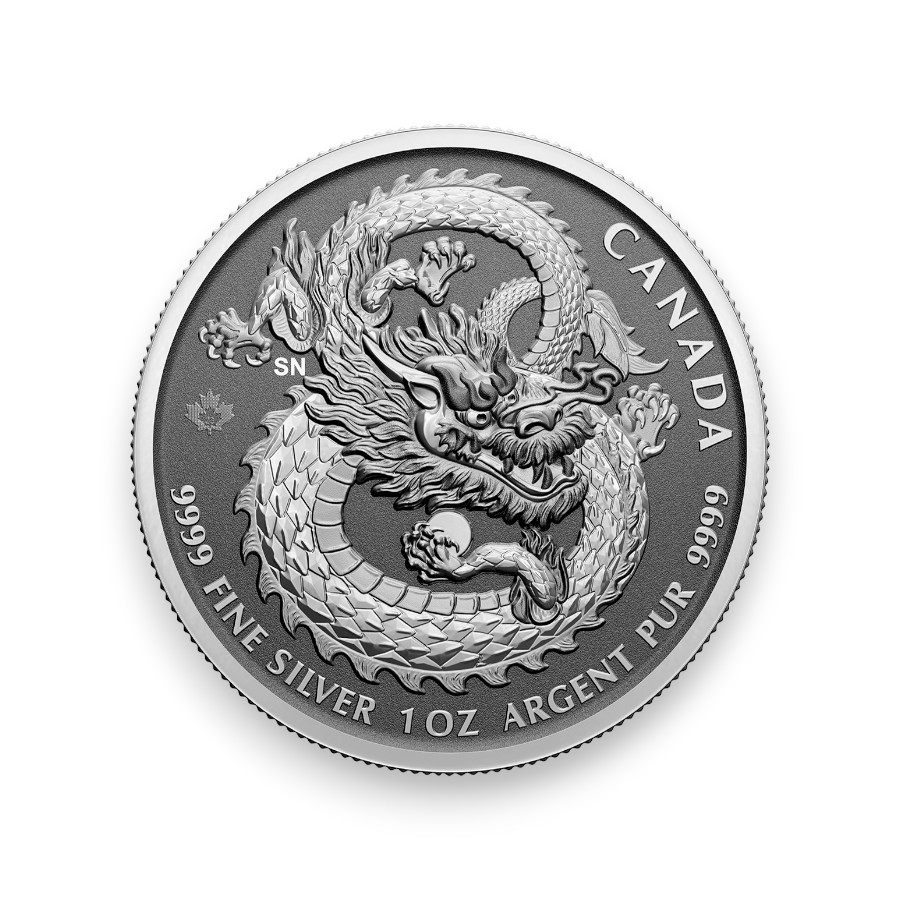 Buy 1 oz Canadian Silver Lucky Dragon High Relief $5 Coin .999 Fine ...