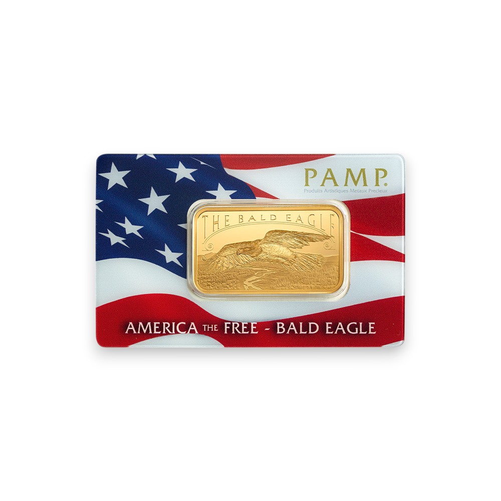 Buy 1 oz Gold Bar PAMP Bald Eagle | PURE