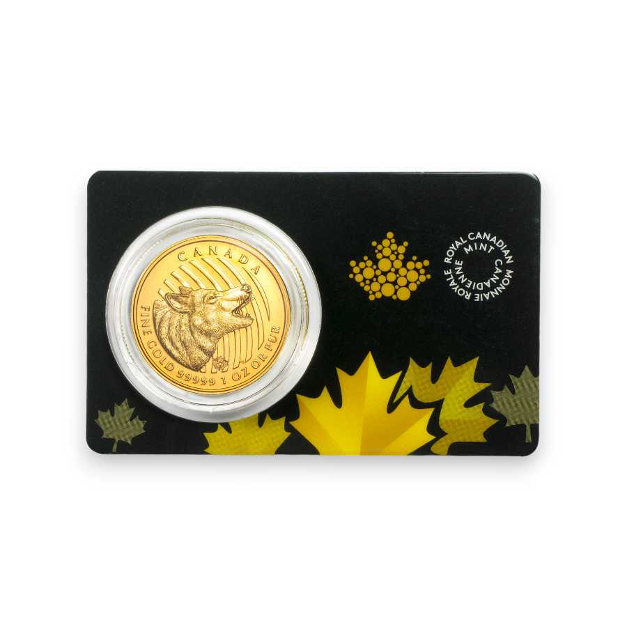 Buy 2014 1 oz Gold Canadian Howling Wolf .99999 Fine Sealed in Assay ...